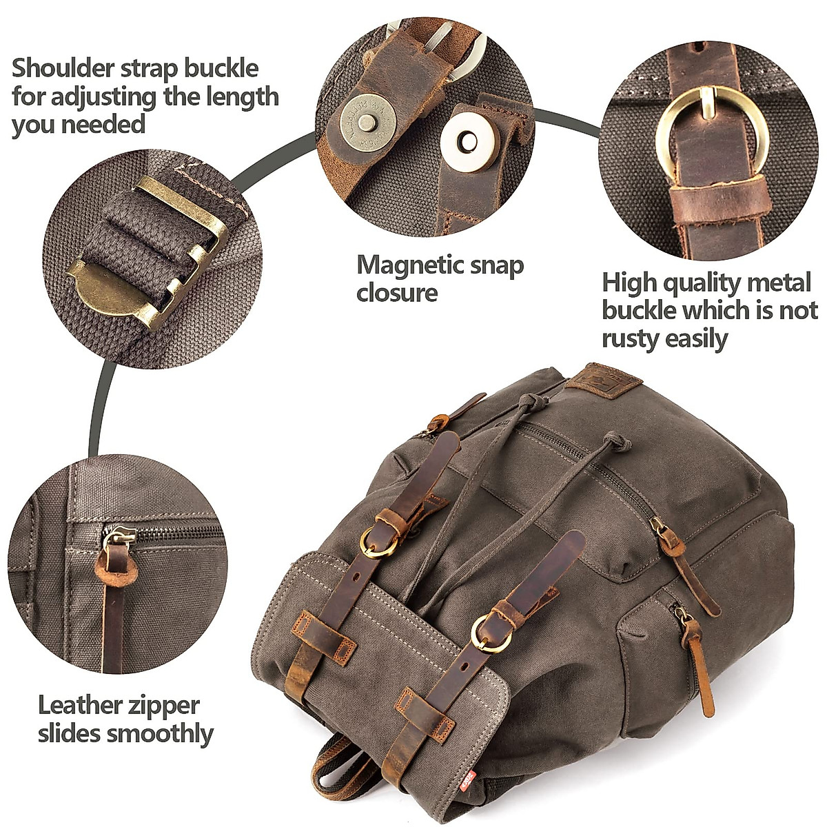 PKUVDSL Canvas Backpack, SERIES Vintage Canvas Backpack Hiking Daypacks Computers Laptop Backpacks Unisex Casual Rucksack Bookbag Mountaineering Bag for Men Women (Light Brown)