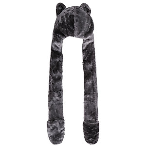 Simplicity Winter Animal Hats Caps Full Hoodie Grey Dog Caps with Scarf Mitten