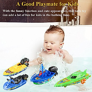 NEXTAKE Wind-up Boat Bathtub Toy Set, Funny Windup Speed Boat Bathtub Toy Jet Ski Clockwork Sailboat Water Toy Motorboat Tub Toy for Kids (Motorboat+Sailboat+Speed Boat)