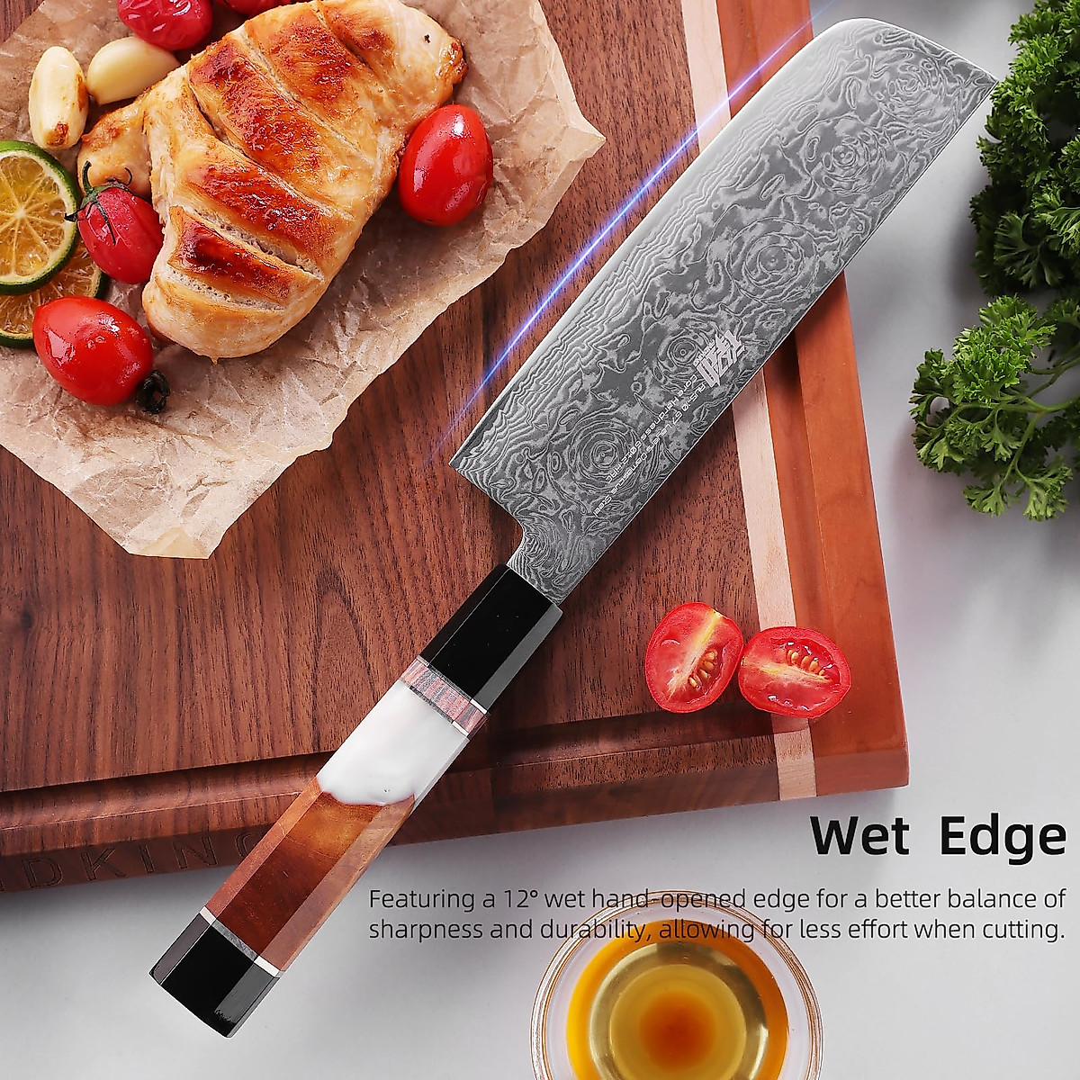 FINDKING 7 Inch Nakiri Chef Knife, Sharp Japanese Vegetable Knife, Sturdy Milk Street Knife, Stylish Usuba Knife, Perfect Home Cook's Knife (BLACK-ROSE Series)