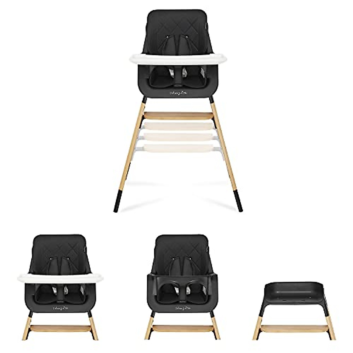 Dream On Me Nibble Wooden Compact High Chair in Black | Light Weight | Portable |Removable seat Cover I Adjustable Tray I Baby and Toddler
