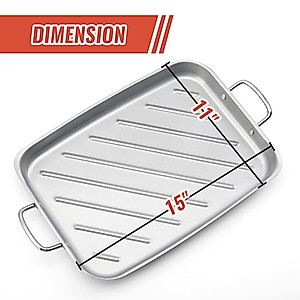 BTCDR Grill Pan for Outdoor Grill - 11”x15'' Grill Pan BBQ Grill Topper With Handles Grill Trays For Grilling Barbecue Tray