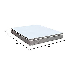 Greaton, 9-Inch Medium Eurotop Single Sided Innerspring Fully Assembled Mattress, 74" X 48"