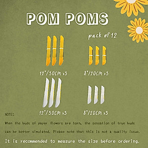 12Pcs Sunflower Daisy Tissue Paper Pom Poms Flower 12" 8" for Yellow Brown White Themed Birthday Party Sunshine Baby Shower Bridal Country Wedding Party iwlorys