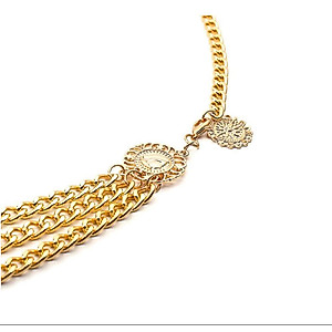 Chargances Women Waist Chain Gold Body Chain Disc Pendant Belly Chain for Women Adjustable Body Harness for Dresses Jeans Chain Jewelry for Women (gold)