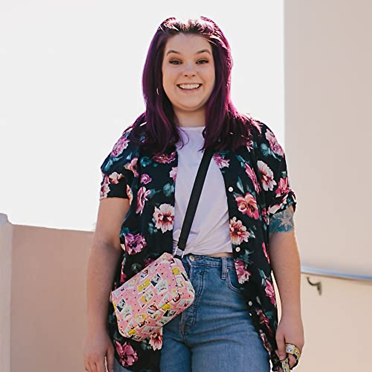 Buckle Down Nickelodeon Bag, Cross Body, Rectangle, Friends Snapshots Photos Scattered, Pink, Vegan Leather, Spongebob Squarepants