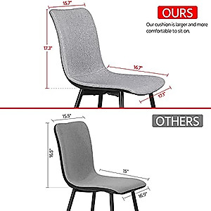 Topeakmart Set of 4 Dining Room Chairs Modern Fabric Cushion and Back Dining/Diner Chairs Armless Chairs for Kitchen, Dining Room, Living Room, Restaurant, Gray