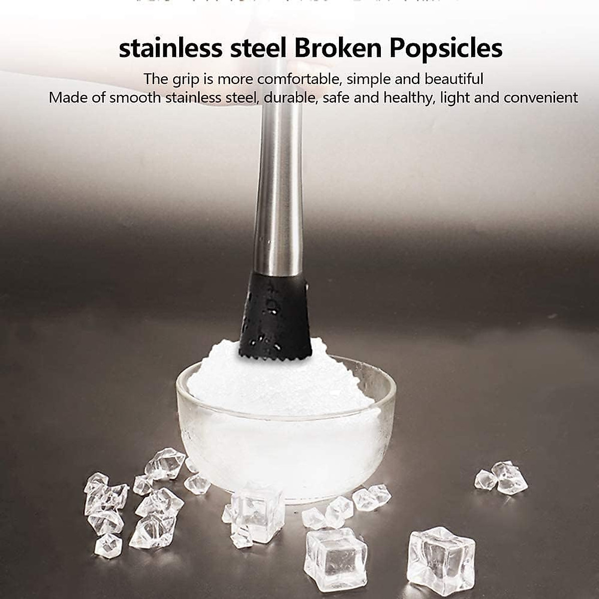 2PCS Muddler for Cocktails Set, 8" Drink Muddler Set Long Muddler Old Fashioned Stainless Steel Muddler Mojito Muddler Ice Crusher Bartender Tool for Bars Bartender Accessories Home Bar Tools Set