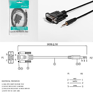 LIANSHU DB9 Male to DC3.5mm Male Serial RS232 Cable 6feet DB9 Male to 3.5mm Serial Cable L= 6FT Black