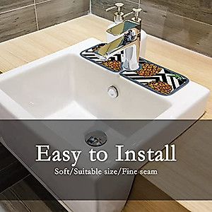 Absorbent Kitchen Faucet Mat 4 Pieces Pineapples Black White Geometric Faucet Sink Splash Guard Bathroom Counter and RV,Faucet Counter Sink Water Stains Preventer