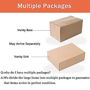 JIBIO 30" Floating Bathroom Vanity, White Flat Stone Countertop Ceramic Sink for Contemporary Bath with 2 Soft-Closing Doors and Ceramic Basin Sink Space-Saving Wall-Mounted Design