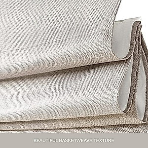 Madison Park Galen Cordless Roman Shades - Fabric Privacy Single Panel Darkening, Energy Efficient, Thermal Insulated Window Blind Treatment, for Bedroom, Living Room Decor, 31" x 64", Ivory