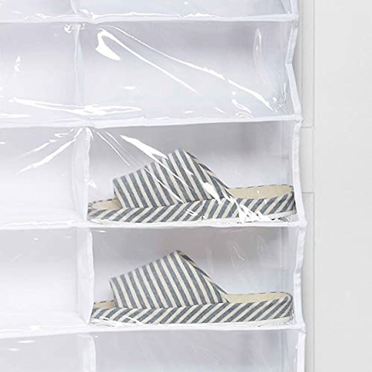 Urban Shop 24 Pocket Over The Door Shoe Organizer, White/Clear