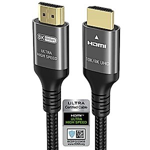 10k 8k 4k HDMI Cable 6.6 FT, Certified 48Gbps 1ms Ultra High Speed HDMI 2.1 Cable 4k 120Hz 144Hz 8k 60Hz 12bit ARC eARC DTS:X Dolby Atmos HDR10 Compatible for Mac Soundbar Gaming PC RTX3090 PS5 4 Xbox