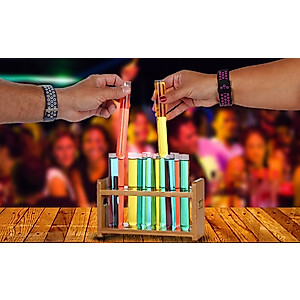 Lily's Home Bamboo Test Tube Vial Shot Glasses Holder Rack, Great as Pen Stand, Made from Bamboo with Built-in Handle, Rack Only, Glass Tubes NOT Included, 12 Tube Capacity (7/8" (22mm') Holes)