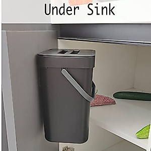 LALASTAR Compost Bin with Lid, Hanging Small Trash Can with Lid Under Sink for Kitchen, Food Waste Bin for Countertop, Mountable Garbage Can for Bathroom, RV, 5L/1.3 Gal, Black