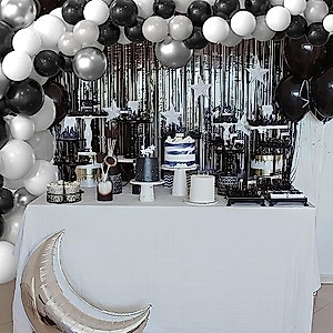 HYOWCHI Star Theme Wars Party Decorations - 165 Pcs Star Theme Wars Balloon Garland Arch Supplies, Black Silver White Latex Balloon Arch For Wars Birthday Baby Shower Party Decorations