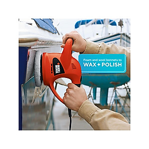 BLACK+DECKER Buffer Polisher, 6 inch Orbital Car Polisher, with Wool or Foam Bonnets (WP900)