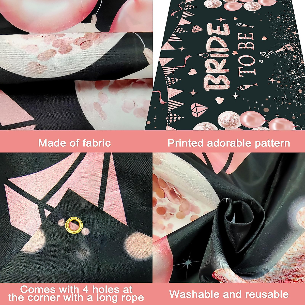 ArtAubrey Rose Gold Bride to Be Party Banner - Xtra Large, 72x44 Inch, Bridal Shower Photo Backdrop Bride to Be Backdrop Bachelorette Party Decorations