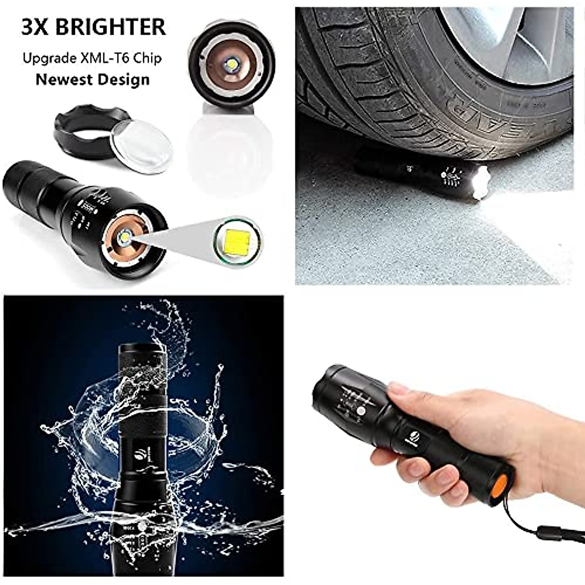 yIFeNG Tactical Flashlight Led Flashlight High Lumens S1000 - T6 Upgraded Flash Light Ultra Bright with Zoomable 5 Modes, Camping Accessories for Outdoor Emergency Gear (2 Pack)