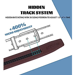 Truyis Gurzita Ratchet Belt for Men Women 2 Pack,1 3/8" Leather Ratchet Belt,Adjustable Slide Click Belt in Gift Set Box1