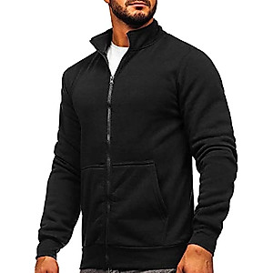 Men's Full Zip Up Active Track Jacket Zipper Mock Neck Sweatshirts Casual Long Sleeve Top with Pocket