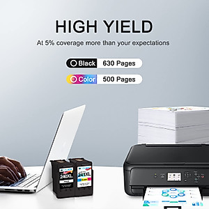 COLWOD Remanufactured Ink cartridges 240 and 241 Replacement for Canon PG-240XL CL-241XL 240 XL 241 XL Used with Canon PIXMA MG3620 TS5120 MX472 MX452 MG3220 MG3522 MG3520 Printer (1 BK+1 Tri-Color)