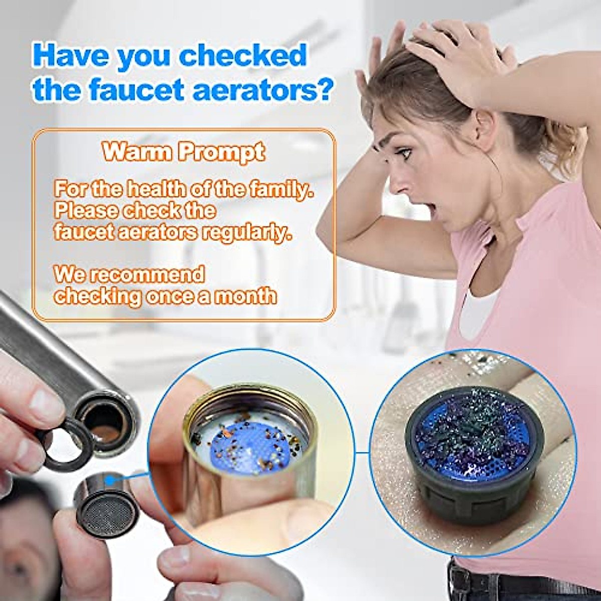 Aerator Key, Faucet Aerator removal tool, Faucet wrench with Aerator Shell Removal Tool, Replacement Cache Aerators for Sink M 16.5, 18.5, 21.5, 24 mm Tap Aerators Flow Restrictor