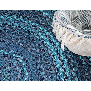 Unique Loom Braided Chindi Collection Area Rug - Layer (3' 3" x 5' 1" Oval, Blue/ Navy Blue)