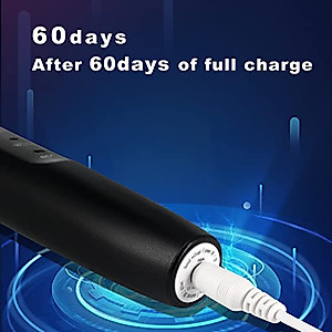 kingheroes Sonic Electric Toothbrush with 8 Brush Heads & Travel Case，4 Modes, One Charge for 60 Days, 42000 VPM Motor，Black Electric Toothbrush Set