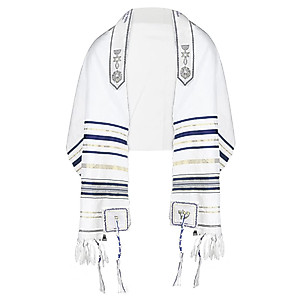 HalleluYAH Messianic Tallit Prayer Shawl 72"x 22" with Bag For Men & Women | Designed in Israel