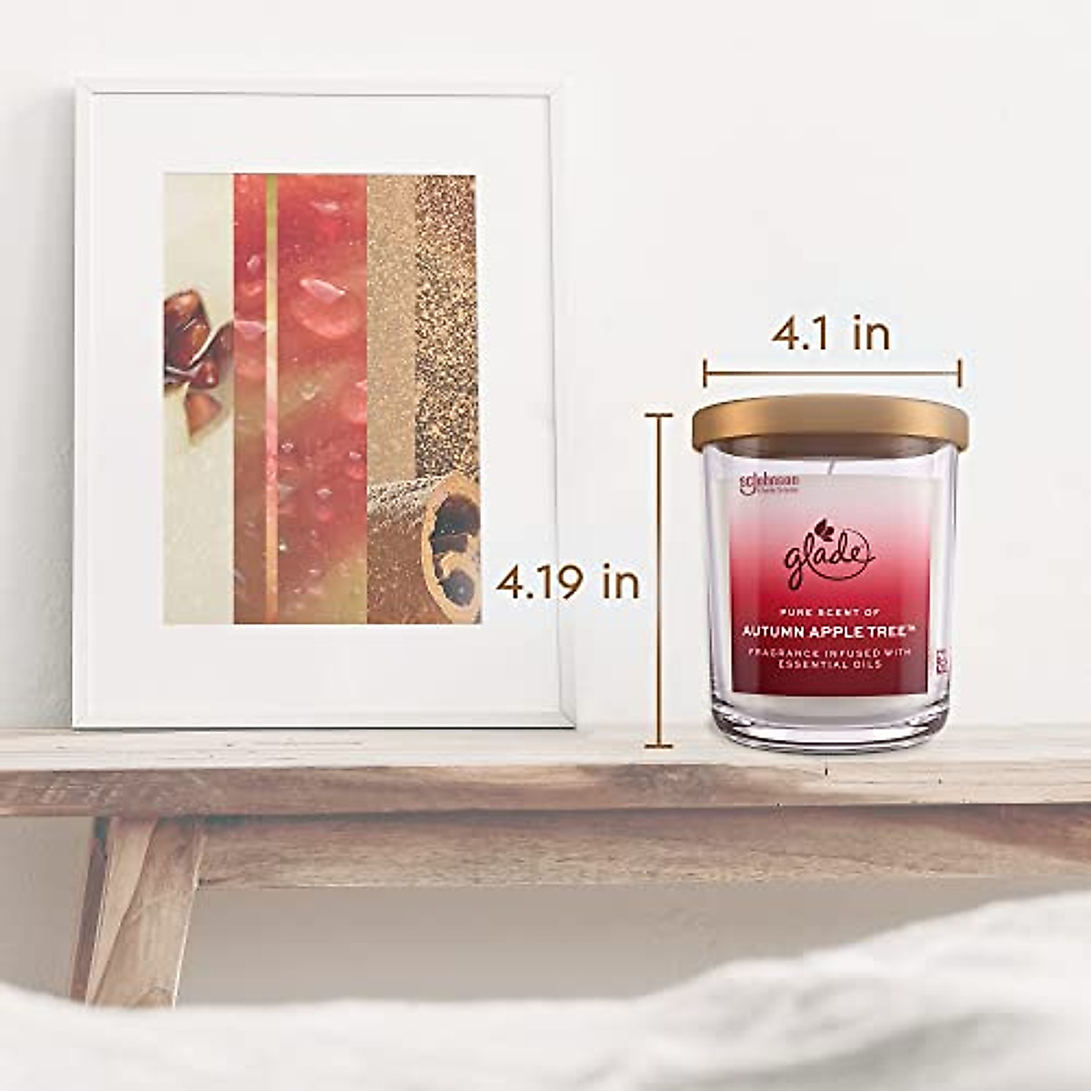 Glade Candle Jar, Large Candle Infused with Essential Oils, Air Freshener for Home Decor, Autumn Apple Tree, 16oz