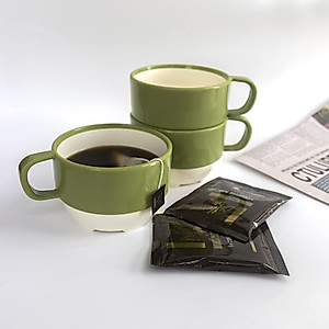 Sicaluya 11 oz Stackable Plastic Coffee Cups with Handle (6 Pack), Lightweight Party Cup for Kids & Adult & Elder, Dishwasher & Microwave Safe, Unbreakable Mug set for Water, Coffee, Milk, Juice, Tea