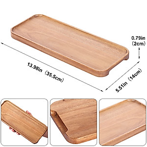 ASLASL Wood Serving Platter 14inx5.5in Natural Acacia Wood Tray,Tea/drinkdinner Tray,Snack Tray,for Home Kitchen Decor,Food,Fruit,Charcuterie,Appetizer Serving Tray,Cheese Board(3PCS/13.78in)