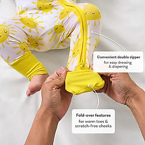 Little Sleepies Baby Pajama Unisex, Bamboo Viscose Zippy PJs, Sunshine, 3-6M