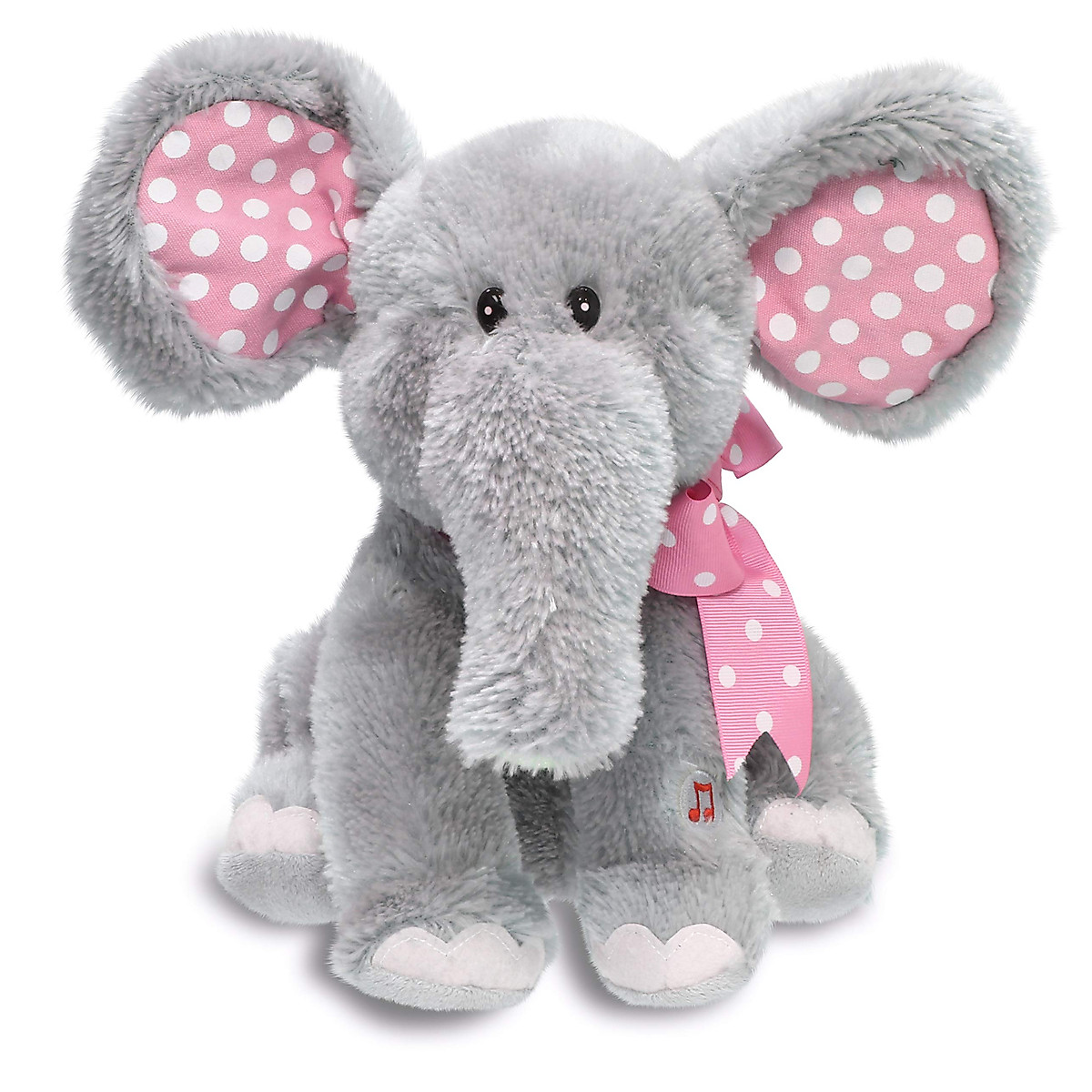 Cuddle Barn Ellie the Elephant - Animated Musical Pink Polka Dotted Stuffed Animal Plush Toy Sways, Flaps Floppy Ears, and Sings "Do Your Ears Hang Low," 12"
