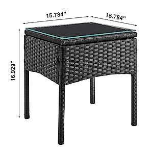 Manhattan Comfort Noli Steel Rattan 3-Piece Patio Conversation Set with Cushions, Cream