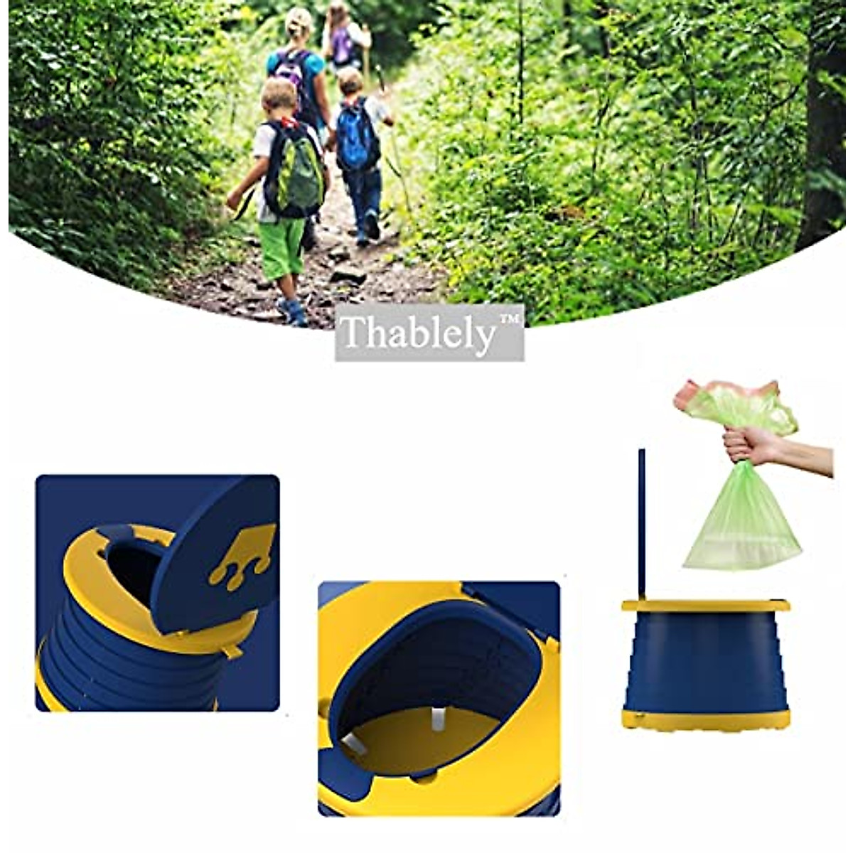 2-in-1 Portable Kids Potty Trainer, Travel Potty for Car Potty for Toddler, Folding Travel Potty Seat for Toddler with Liners, Bag (Tall Lemon)