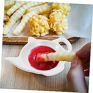 FUOYLOO 2pcs Ceramic Tea Bag Saucer Tea Bag Resting Caddy Ceramic Tea Bag Holders Tea Bag Organizer Coffee Tray Tea Pots Decorative Mini Accessories Tea Bag Storage Sushi Soy Dipping Bowls