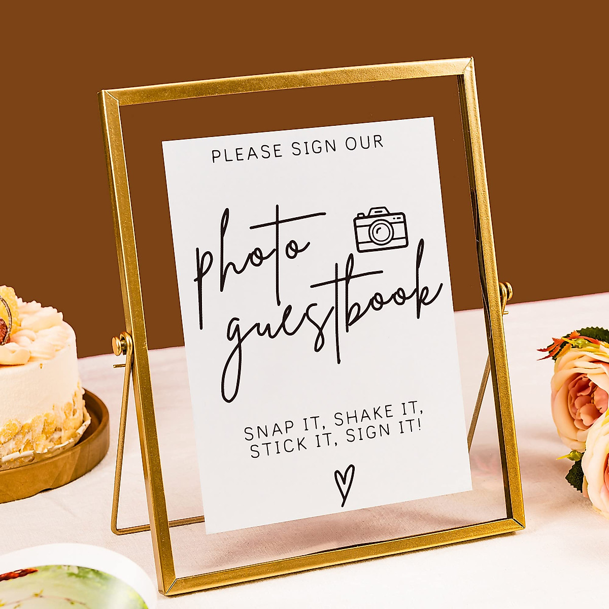 Calculs Please Sign Our Guest Book Sign For Wedding Photo Guest Book Sign Gold Floating Picture Frame Wedding Signs Place Card/Menu Holder 10”x8” Please Sign