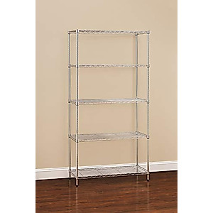 Home Storage Space HSS 5 Tier Wire Shelving Rack, Zinc, 16" Dx36 Wx72 H