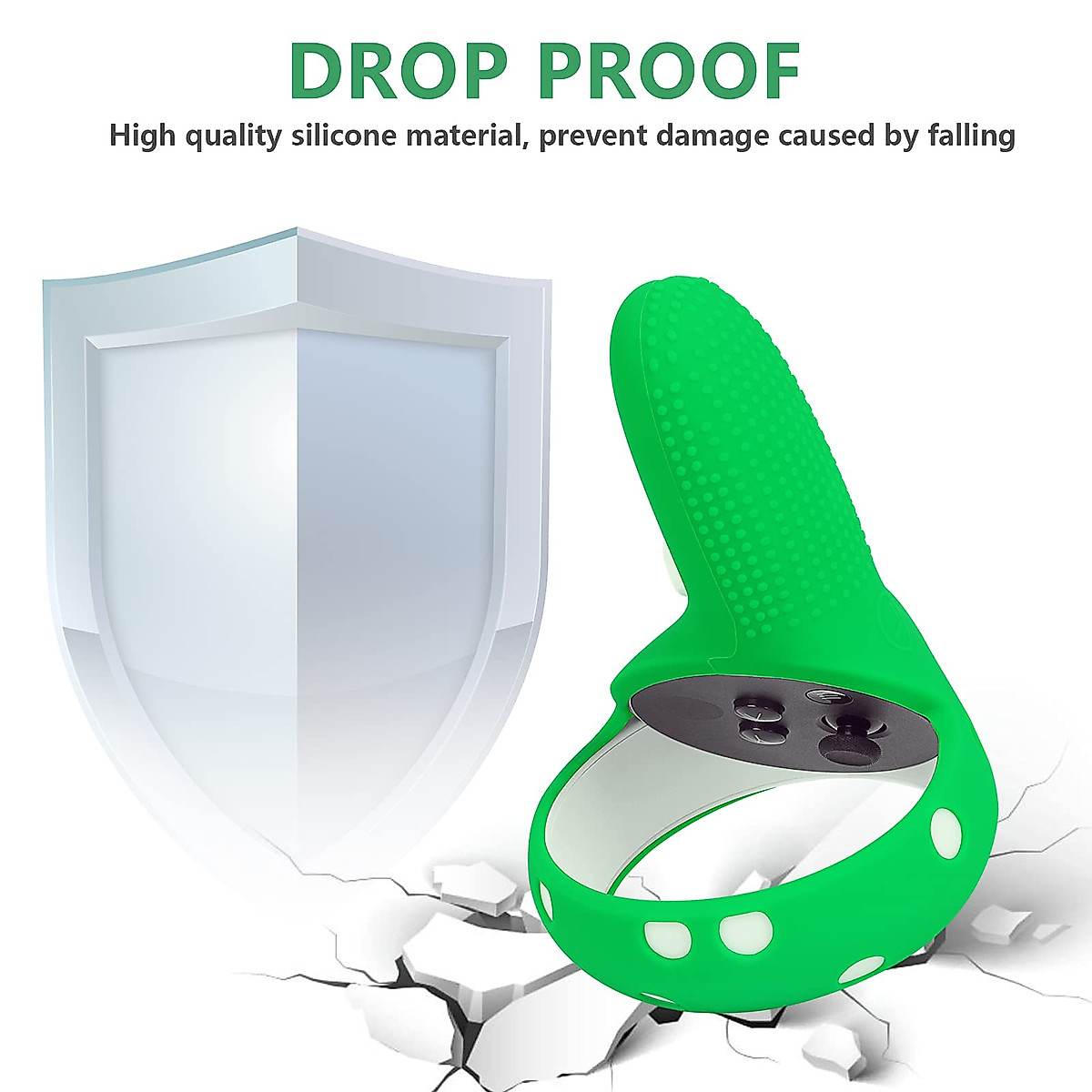 TOMSIN Touch Controller Grip Cover for Oculus Quest 2, Protective Wear-Resistant Full Grips Cover Handle Sleeve(Green)