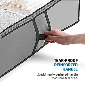 Zober Under Bed Storage - Pack of 2 Under Bed Storage Containers for Clothes, Blankets, Winter Clothing, & Shoes - Under The Bed Storage with Handles, Dual Zippers, & Clear Top (Gray)