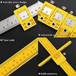 Cabinet Pull Template Hardware Jig, Punch Locator Drill Guide Wood Drilling Doweling Tool for Door and Drawer Handle Knob, Adjustable Pull Installation Template Tool for Drilling Holes on Wood Drill