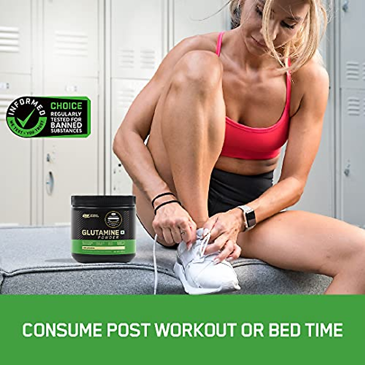 Optimum Nutrition L-Glutamine Muscle Recovery Powder, 300g, Unflavored, 58 Servings