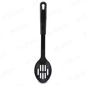 AME D'ESSENCE Slotted Cooking Spoon 11 1/2 inch Black Nylon 410ºF Heat Resistant Serving Spoon with Ergonomic Handle Kitchen Gadgets for Straining