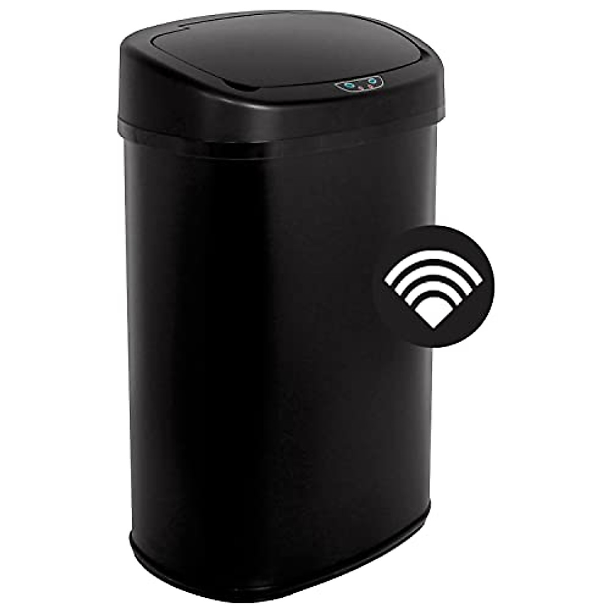 HCY Trash Can, 13 Gallon Automatic Waste Bin Mute Metal Garbage Can with Lid Stainless Steel 50 Liter for Kitchen, Office, Bedroom, Bathroom, Living Room (Black)