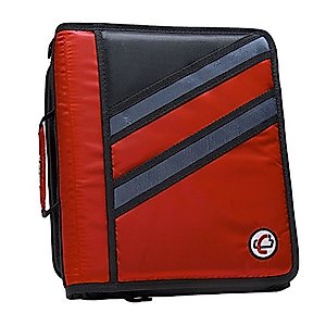 Case-it Z-Binder Two-in-One 1.5-Inch D-Ring Zipper Binders, Red
