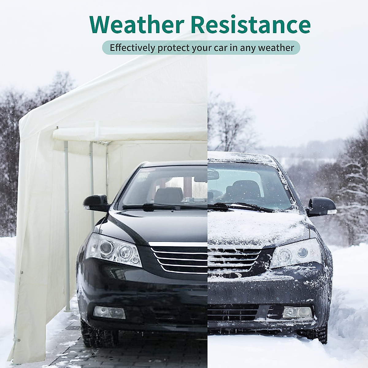 YITAHOME 10 x 20 FT Carport Heavy Duty Galvanized Frame Car Shelter Car Canopy with Removable Sidewalls, Portable Garage Tent Boat Shelter, White