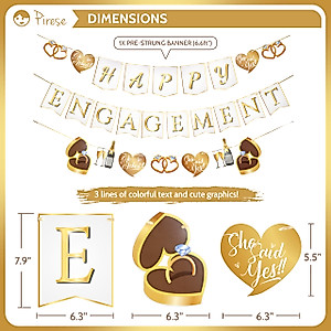 Pirese Happy Engagement Banner, Just Engaged Banner, Happy Engagement Party Decorations | Just Engaged Decorations | Almost Married Decorations | Congratulations Wedding Decorations | Engagement Sign